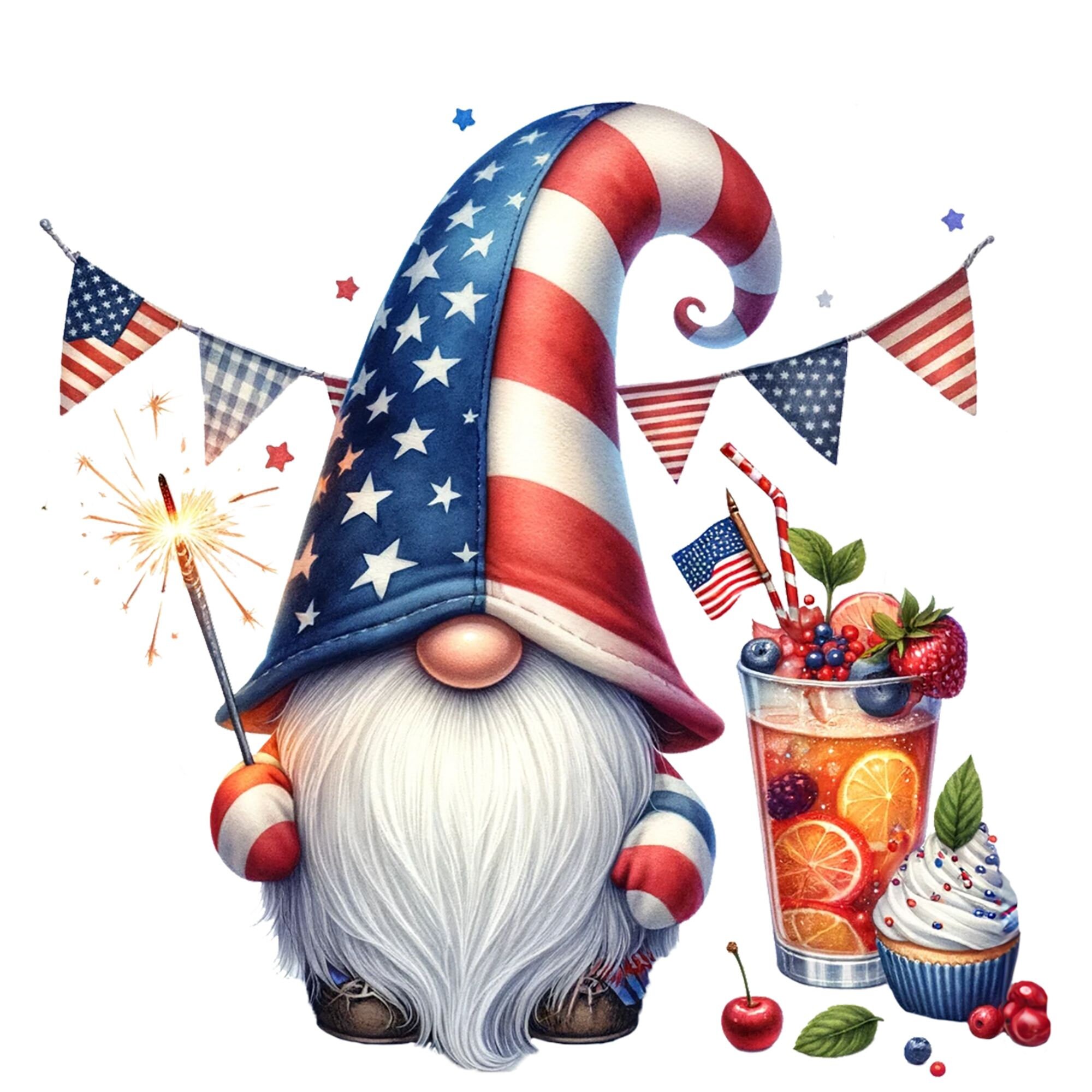 26 PNG, Patriotic Gnome Clipart Bundle. American Pride, 4th of July PNG ...