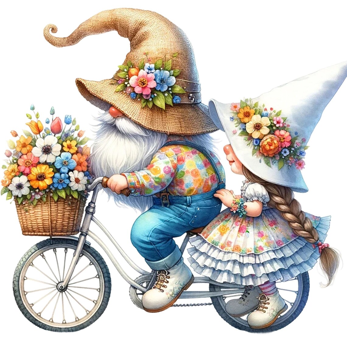 30 PNG, Watercolor Gnomes Garden Collection Clipart Bundles,gnome With ...