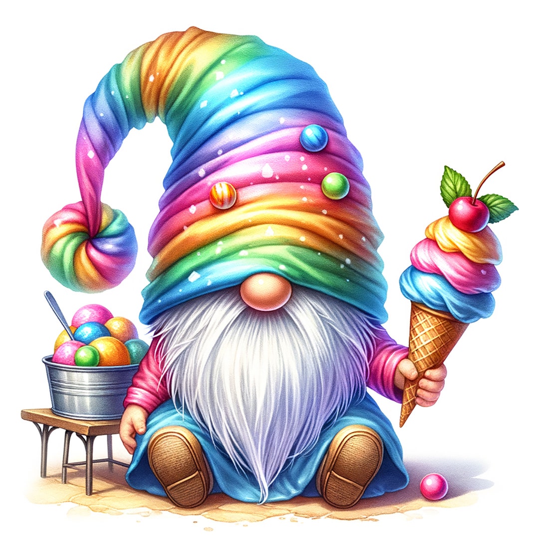 27 JPG, Ice Cream Gnome Clipart, Gnome Clipart Bundle,summer Gnomes ...