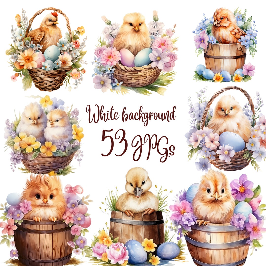 53 Easter Clipart, Jpgs, Spring Easter Art,commercial Use,digital ...