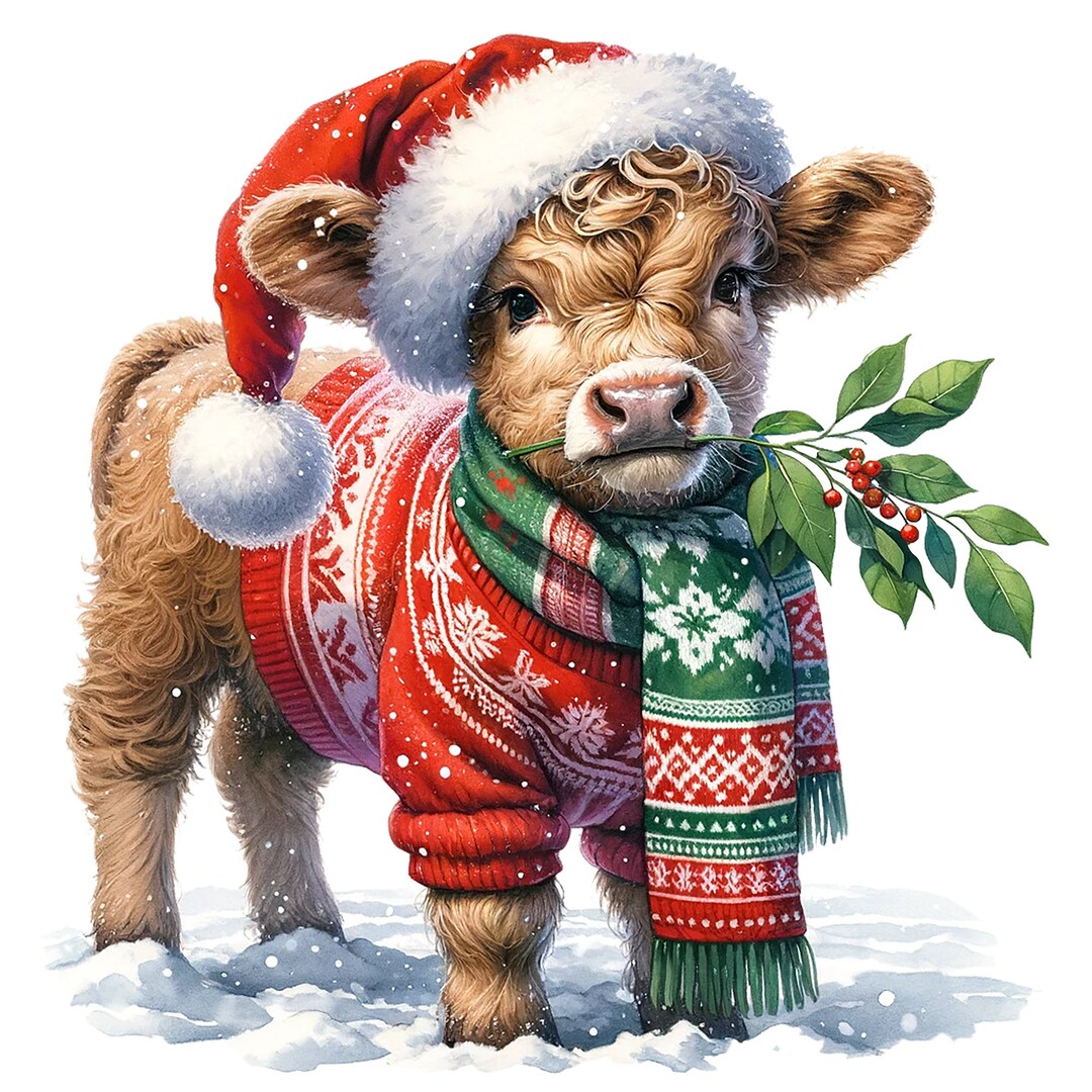 16 PNG/JPG Christmas Animals Cliprt, Transparent PNG, Watercolor Winter ...
