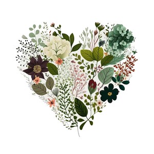 10 Boho Hearts Clipart, Floral Clipart, Jpgs, Commercial Use, Digital ...