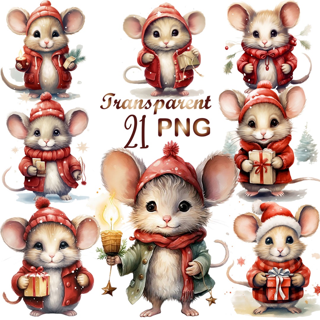 21 Christmas Mouse PNG, Xmas Mouse Clipart, Cute Mouse Clipart, Mouse ...