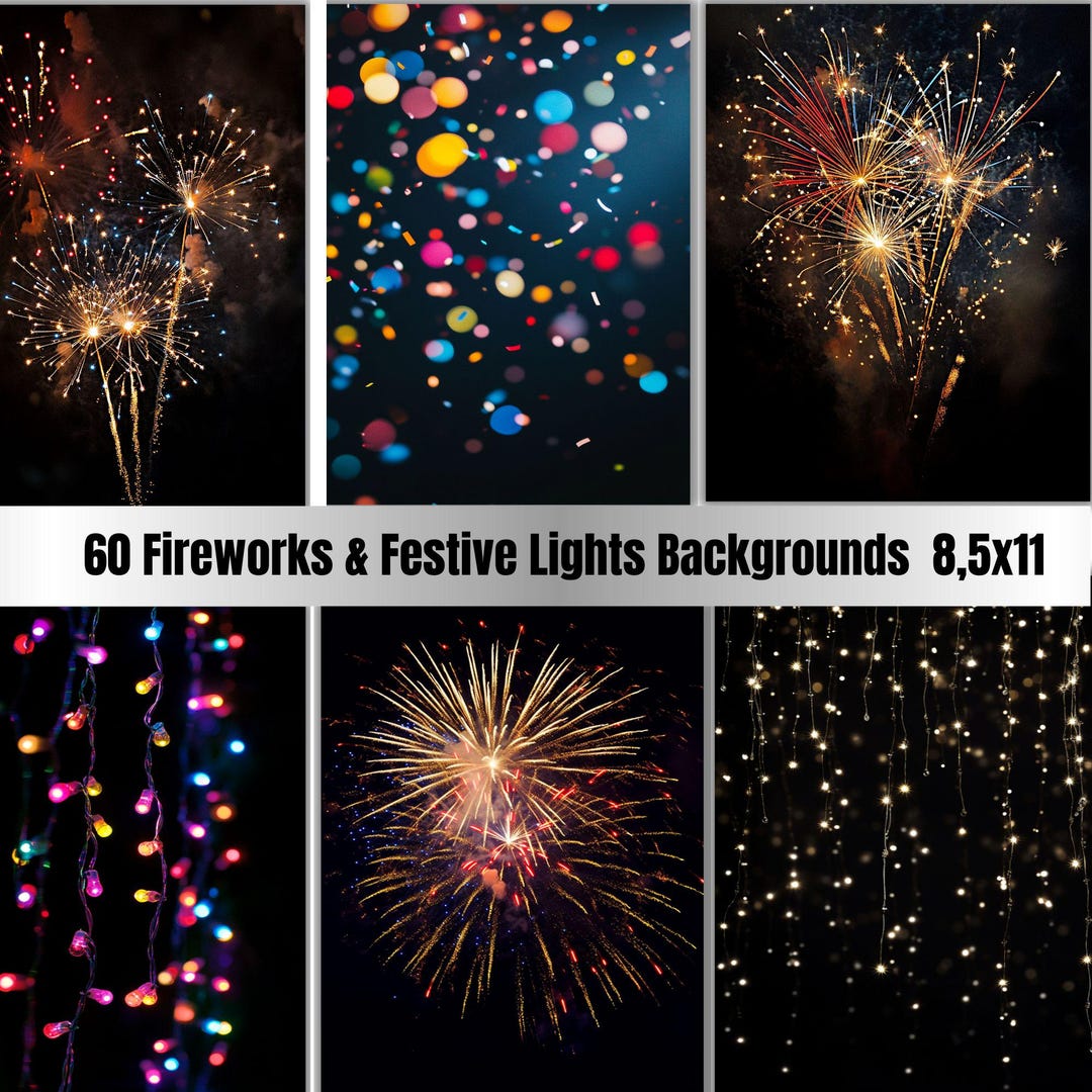 60 Fireworks & Party Light Backgrounds | Glitter Overlay Textures | New ...