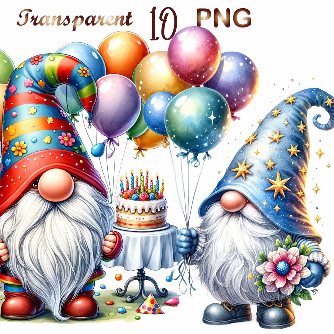 10 Gnome Clipart Bundle,birthday Clipart, Gnome Png Graphics, Gnome ...