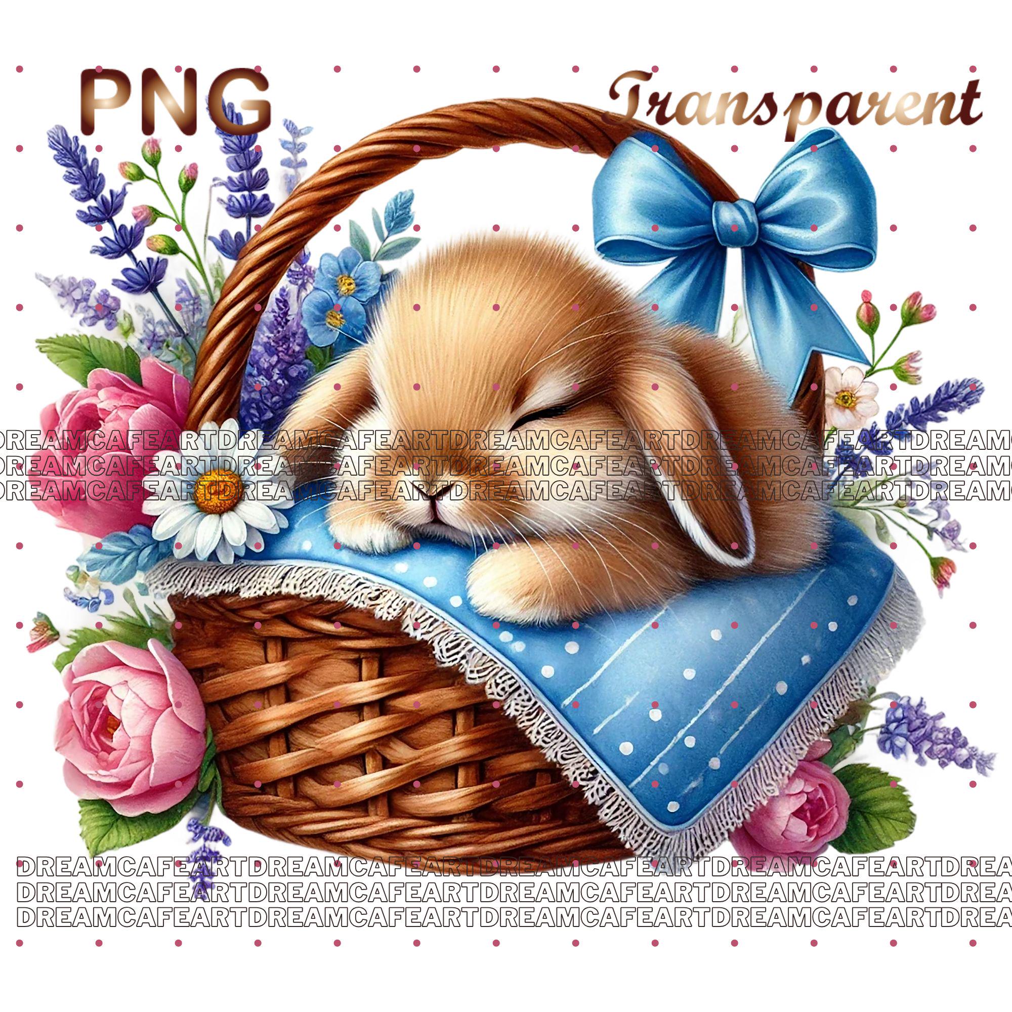 32 PNG Easter Bunny Clipart Bundle, Spring Bunny in a Basket Clipart ...
