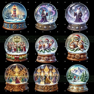 Winter Snowglobes Clipart Bundle 130 PNG – Christmas Festive Snow Globe ...