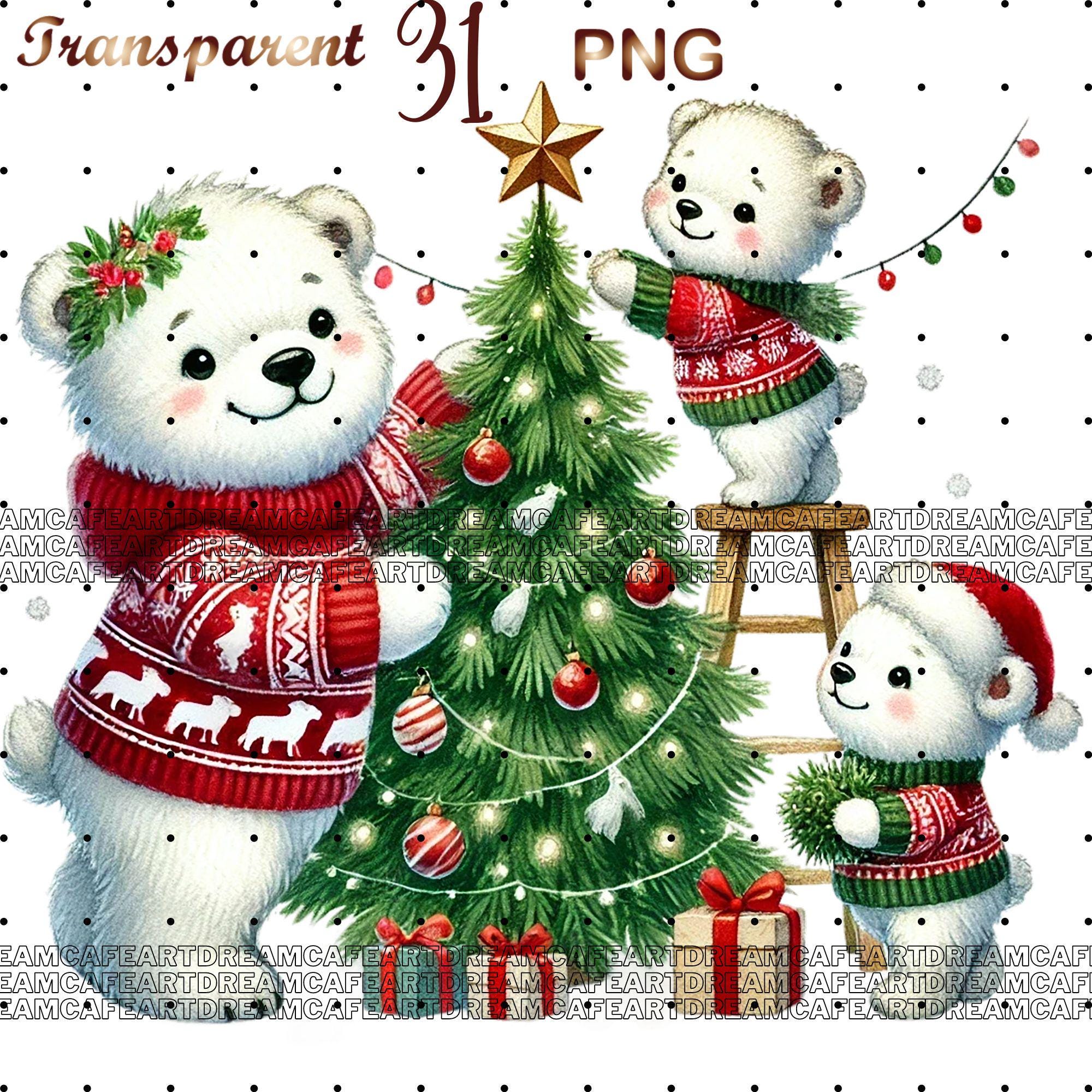 31 PNG, Christmas Polar Bear Clipart Bundle, Polar Bear Clip Art, Cute ...