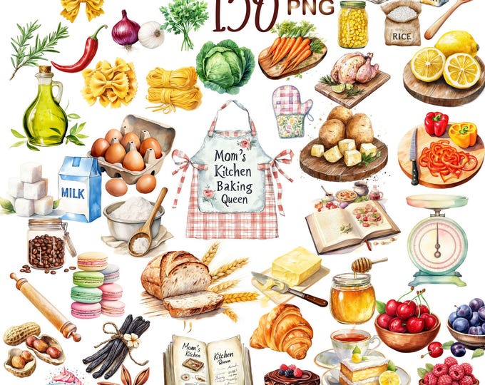30 PNG Cupcake Clipart Bundle, Baking Clipart, Dessert Clipart, Food ...