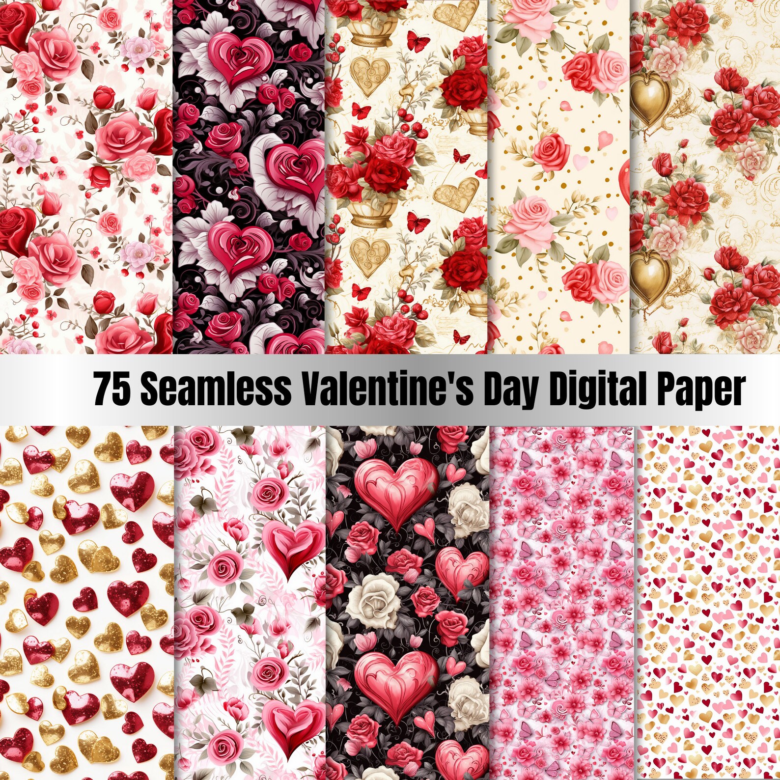 Seamless Valentine Digital Paper,valentine Digital Papers,valentines ...