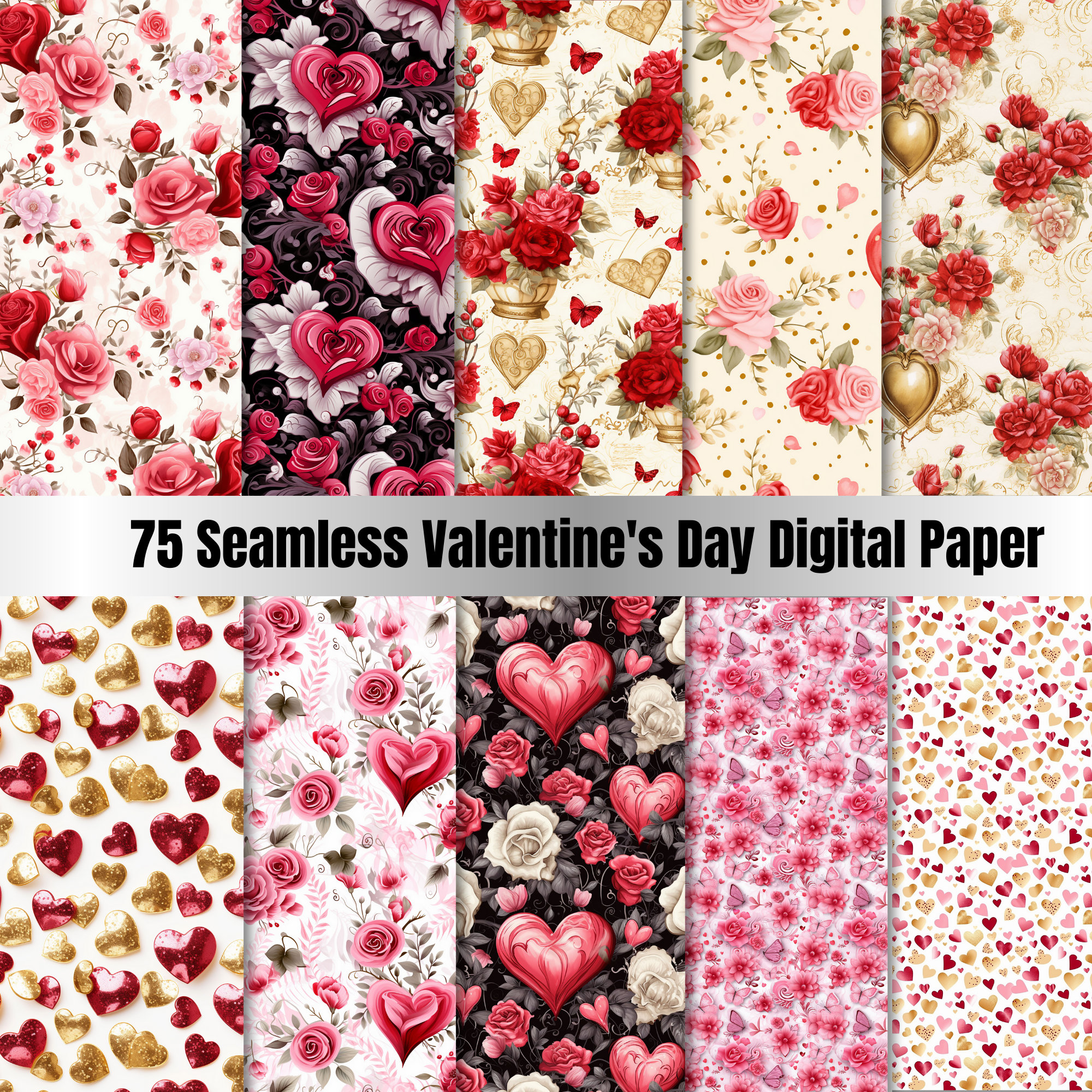 Seamless Valentine Digital Paper,valentine Digital Papers,valentines ...
