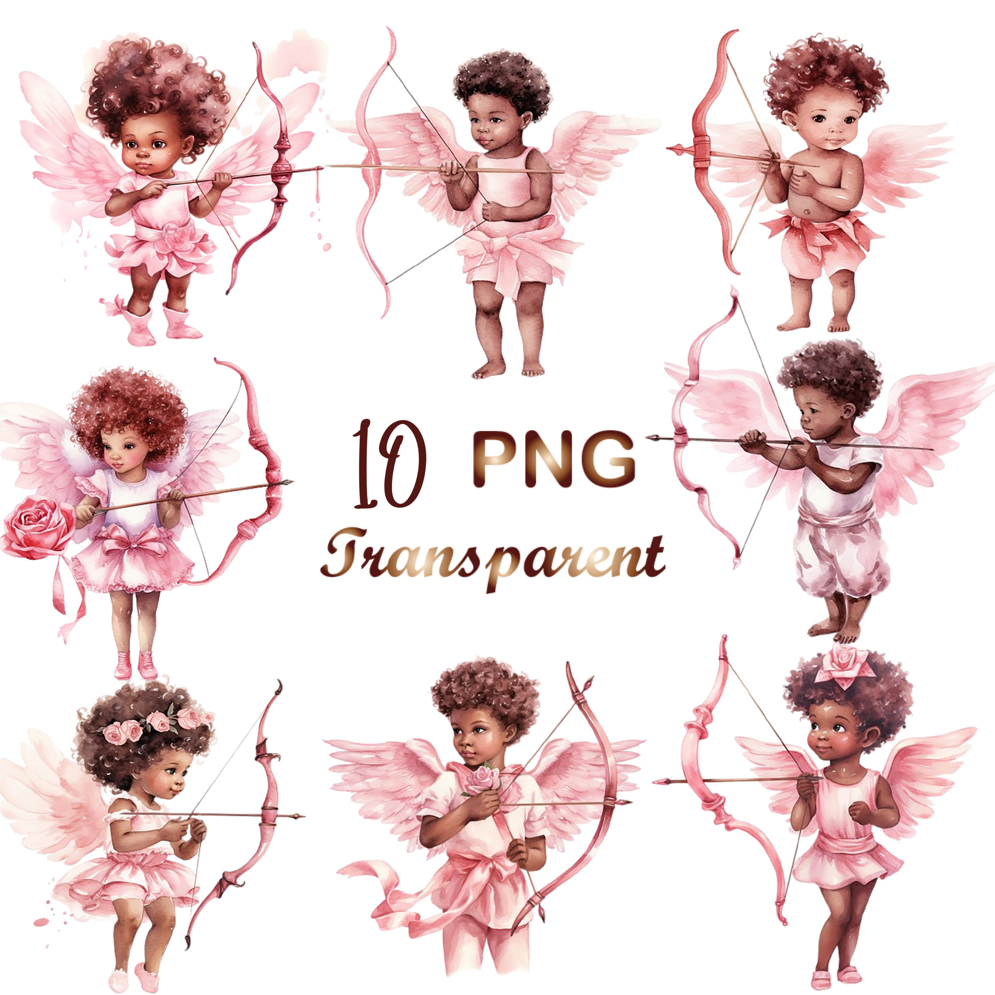 10 PNG, Valentine's Day Clipart Bundle, Cupid Valentines Clip Art, Love ...