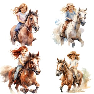 15 Watercolor Girl Riding Horse Clipart, Jpgs, Digital Download ...