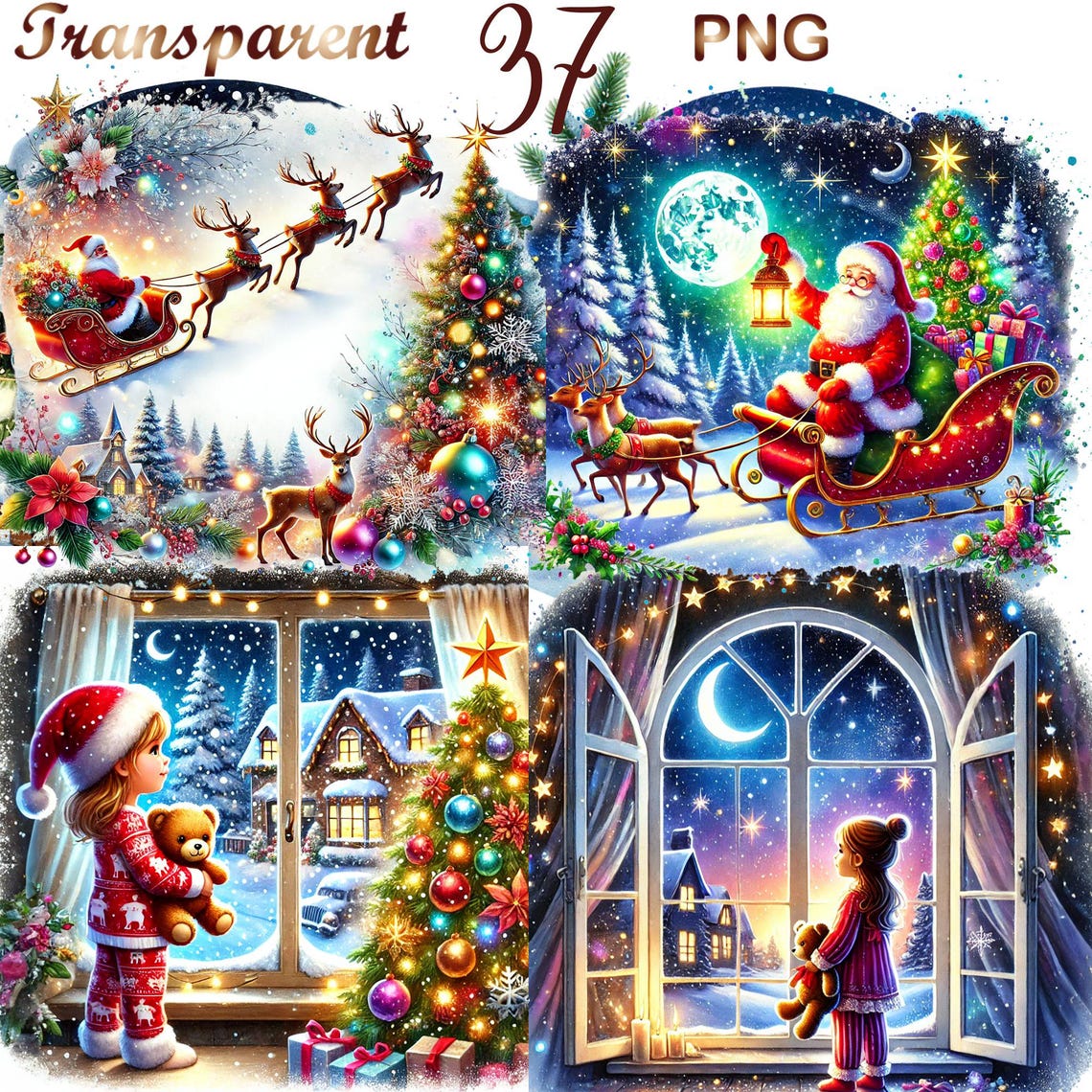 37 PNG Christmas Eve Clipart Bundle, Set 2, Festive Holiday ...