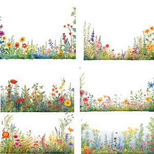 30 Watercolor Spring Border Clipart, Spring Border Art, Wildflowers ...