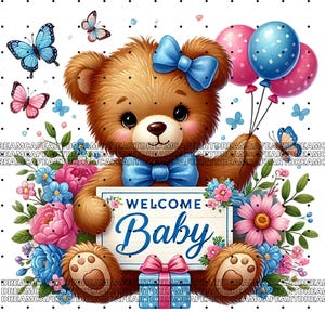 36 PNG Set 1 Welcome Teddy Bear Clipart Bundle,baby Teddies Newborns ...