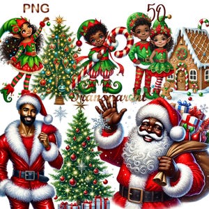 50 PNG Set 2, Christmas African American Clipart Bundle, Festive ...