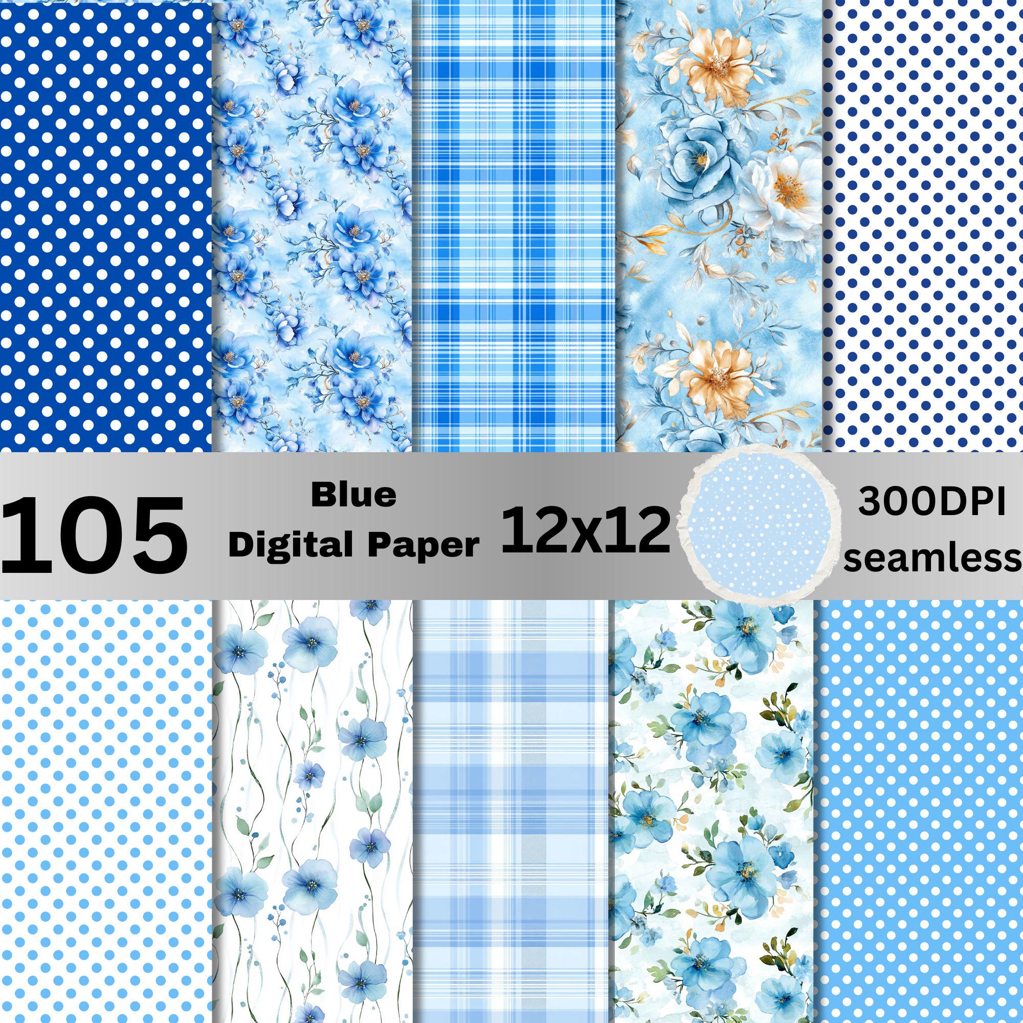 105 Seamless Blue Digital Paper Pack, Blue Pattern Backgrounds ...