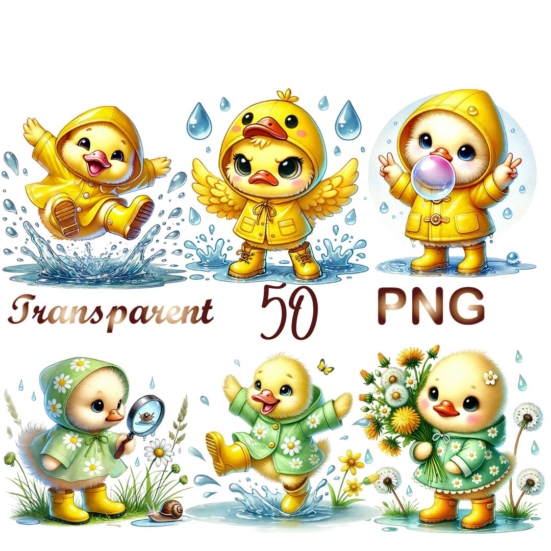 50 PNG Watercolor Duck Clipart Bundle, Cute Ducklings Digital Download ...