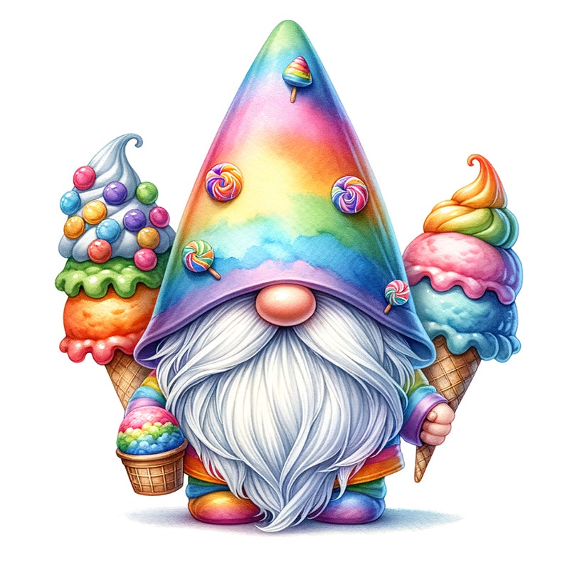 27 PNG, Ice Cream Gnome Clipart, Gnome Clipart Bundle,summer Gnomes ...