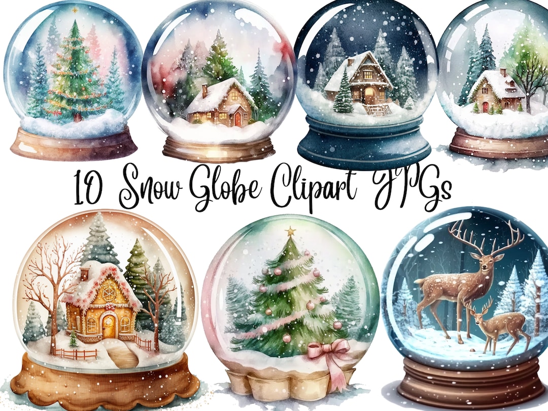 10 Christmas Snow Globe Clipart, High Quality Jpgs, Christmas Clipart ...