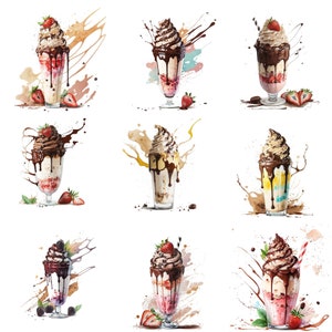 10 Watercolor Milkshake Clipart, Milkshake Png, Milkshake Clipart ...