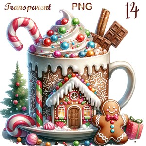14 PNG Set 1 Winter Hot Cocoa Clipart, Xmas Cocoa Clipart, Hot ...