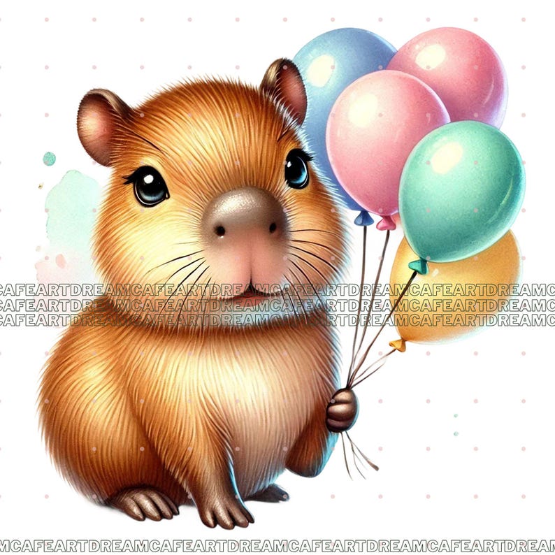 Capybara Birthday Clipart Bundle – 50 PNG Cute Party Animals, Cute ...