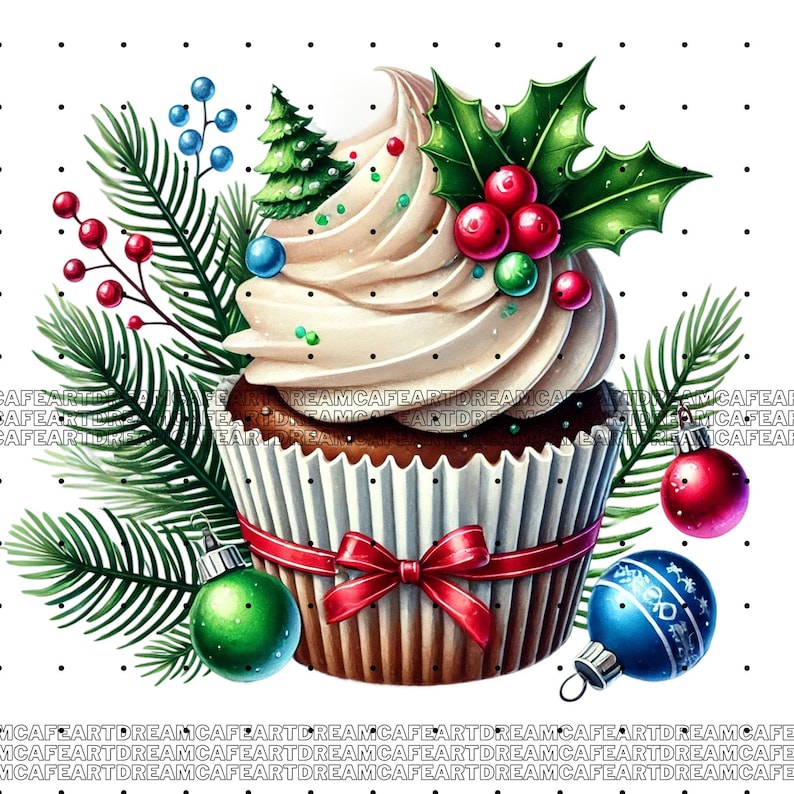 32 PNG, Christmas Cupcakes Clipart Bundle, Set2, Festive Holiday ...