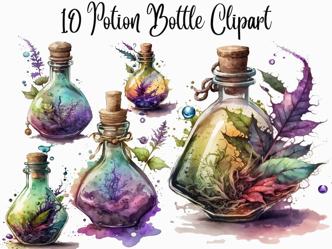 10 Potion Bottles Clipart Jpgs Digital Crafting Paper - Etsy