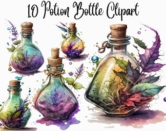 Watercolor Fairy Potions Clipart Fantasy Clipart Magic - Etsy