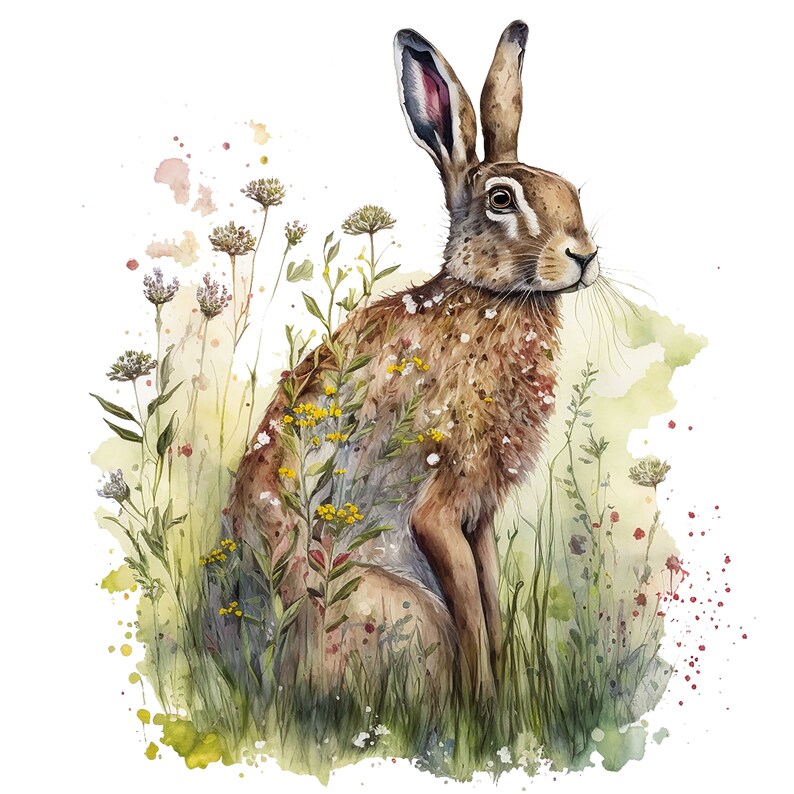 10 Meadow Hare Clipart - High Quality Jpgs- Digital Download ...
