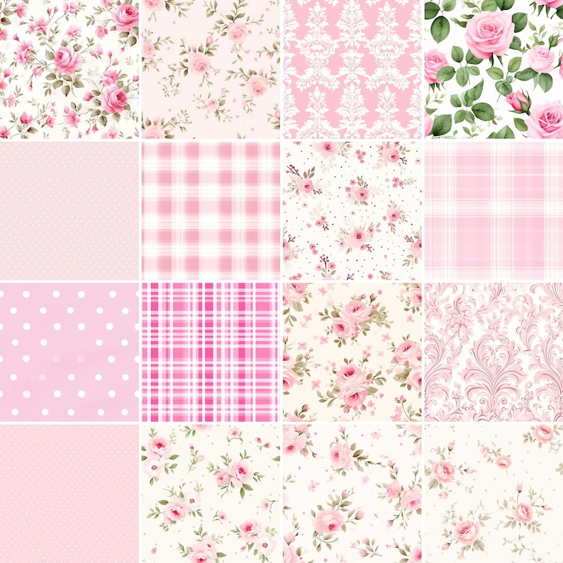 Seamless Pastel Pink Flower Digital Paper,seamless Shabby Chic ...