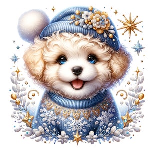 20 Jpgs, Winter Puppy Dog Clipart, Commercial Use, Watercolor Clipart ...