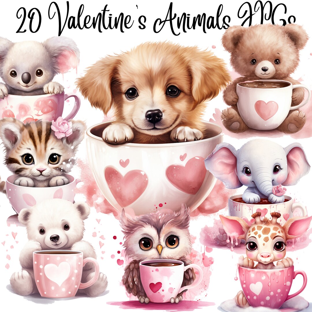 20 Valentine's Clipart Jpgs Commercial Use Digital - Etsy