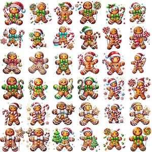 60 JPG, Gingerbread Man Clipart Bundle, Christmas Clipart, Festive ...