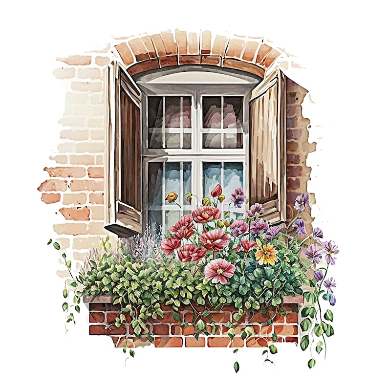 11 Window Flower Box Clipart, Floral Clipart, Window Box Clipart ...