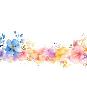 10 Flower Border Clipart, High Quality Jpgs, Sky Blue, Yellow, Peach ...