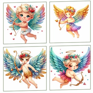 13 PNG Watercolor Valentine's Day Cupid Clipart, Valentines Day Cute ...