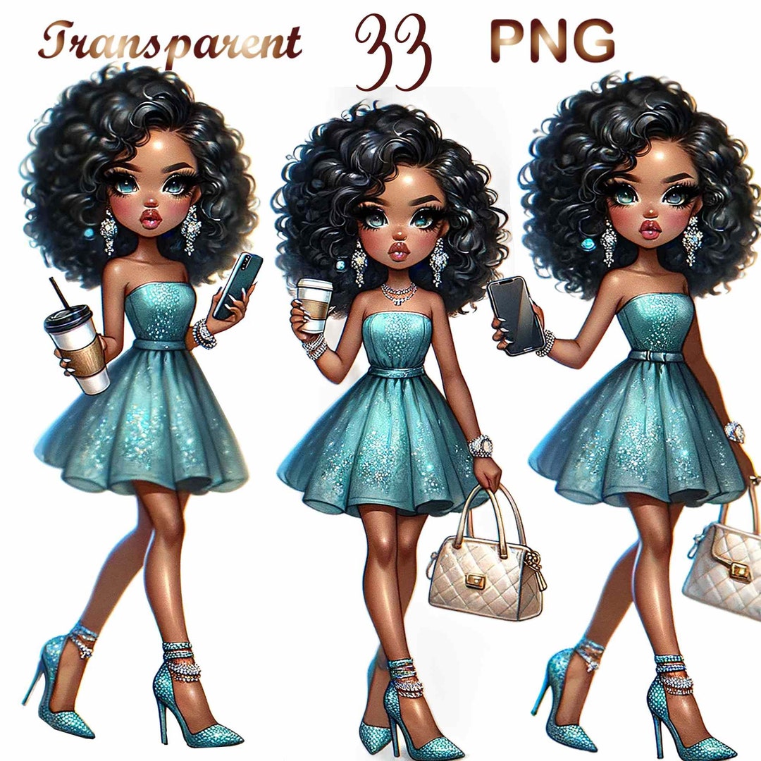 33 Black Girl Clipart, Chibi Girl Clipart,afro Girl Clipart, Black Girl ...