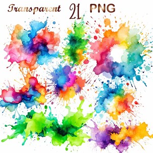 21 Watercolor Color Splash Clipart PNG Paint Splatter Clipart Alcohol ...