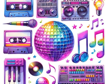 Disco Clipart Retro Clip Art, Dancing Vintage Jukebox Albums Music ...
