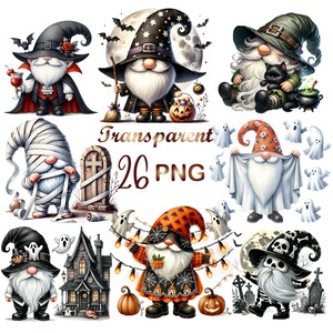 26 PNG, Halloween Gnome Clipart Bundle, Gnome Clipart Bundle, Autumn ...