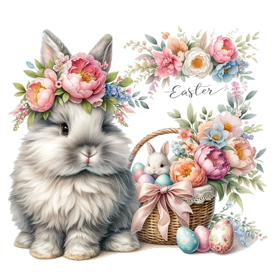 12 PNG/JPG, Easter Bunny Clipart Bundle, Easter Clipart, Easter Png ...