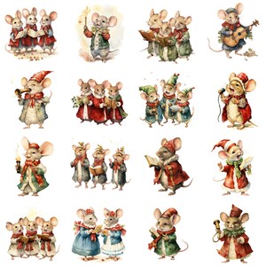 38 Christmas Mouse Clipart High Quality Jpgs digital Download card ...