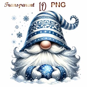 10 Christmas Gnome Clipart, Winter Clipart, Digital Download, Card ...