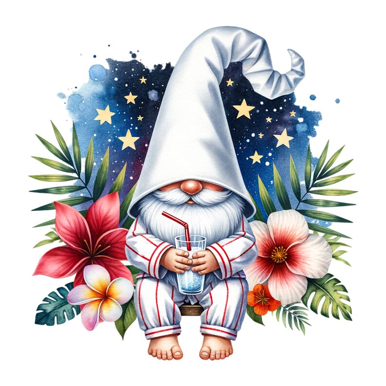 14PNG, Cute Gnomes Clipart Bundle, Gnome Clipart, Watercolor Bedtime ...
