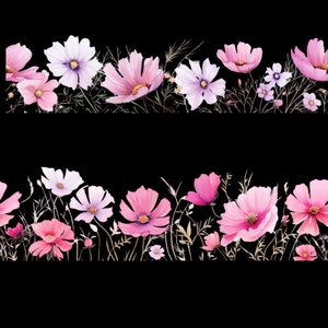 25 PNG, Flower Cosmos Border, Floral Clipart, Seamless Flower Border ...
