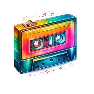 38 PNG, Watercolor Disco Clipart Bundle, Retro Clipart Bundle, 80's ...