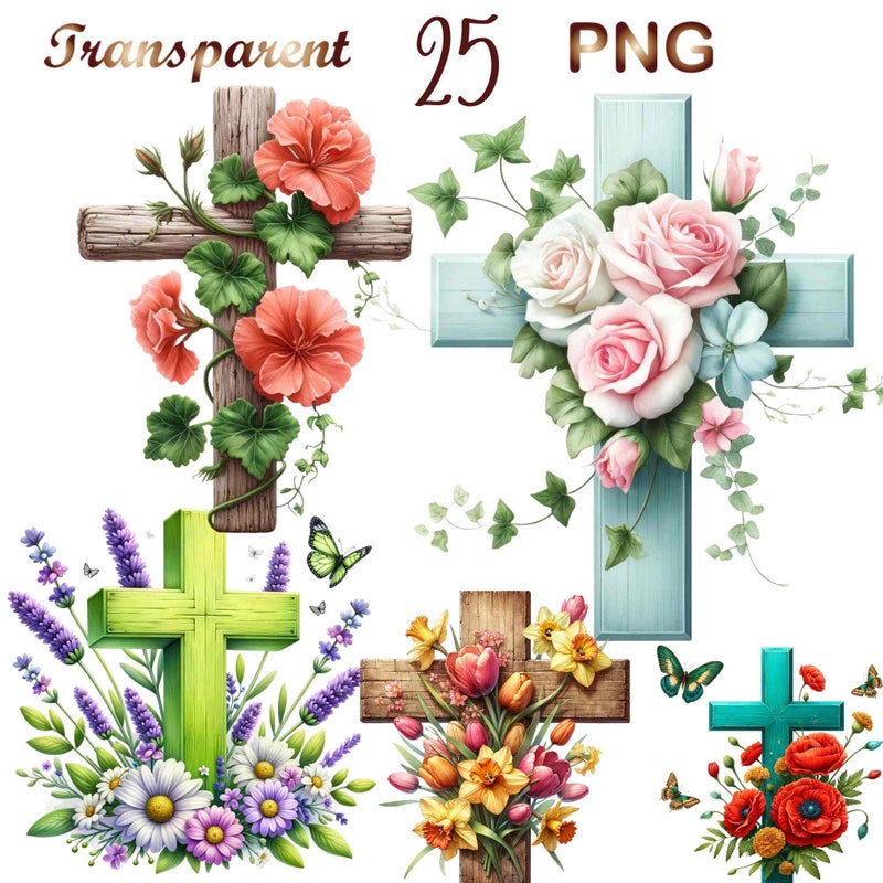 Cross With Flowers Dtf - Etsy